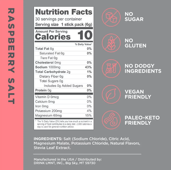 LMNT RECHARGE - Raspberry Salt – Salty Down Under